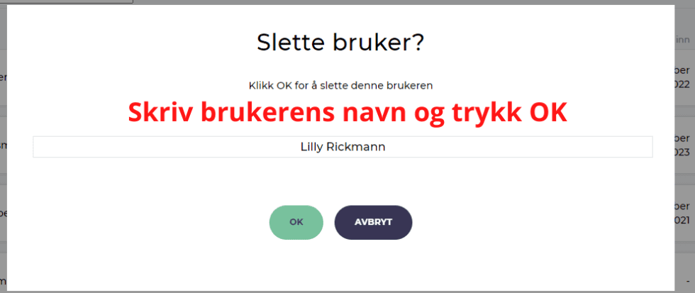 Slett en bruker | klassetrivsel